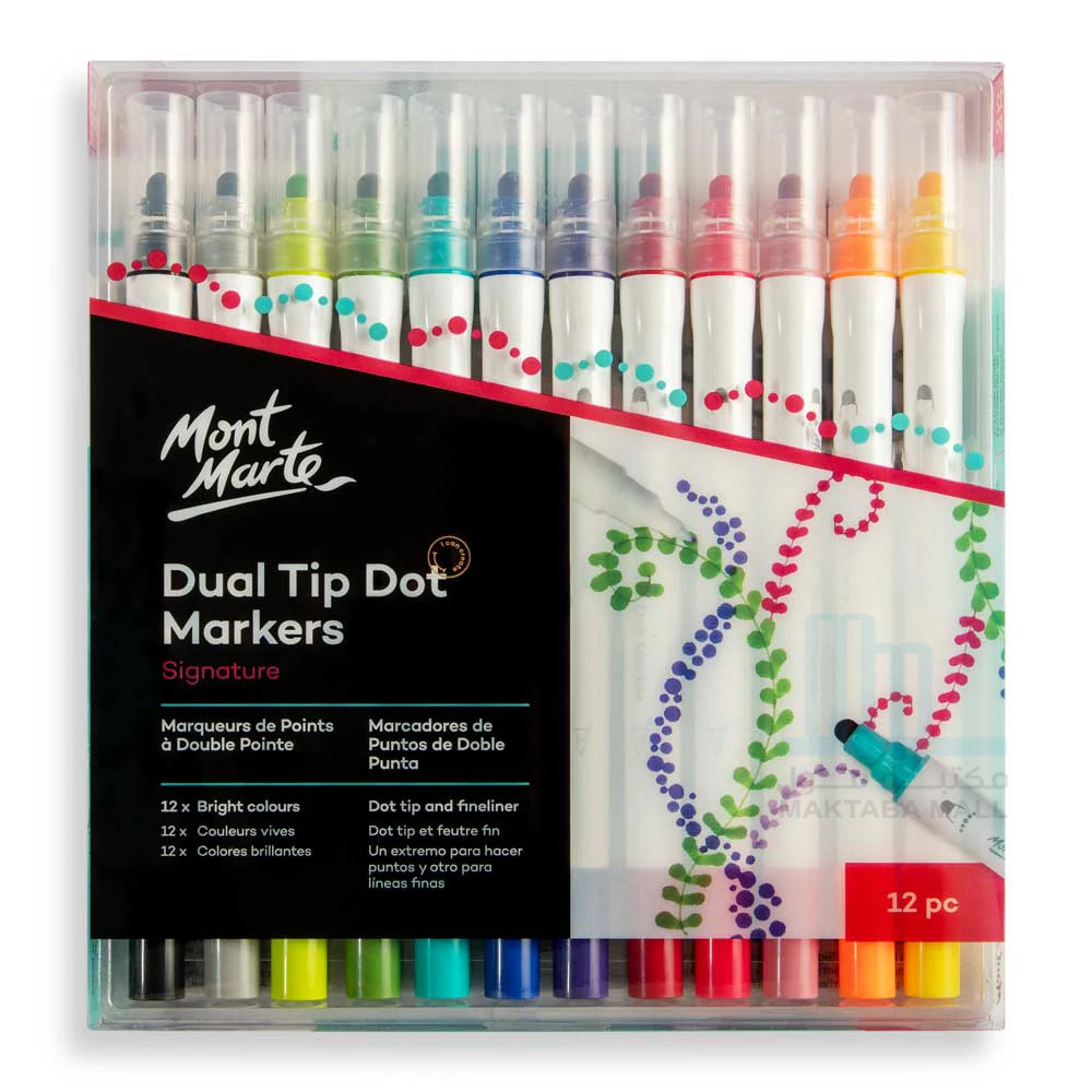 Mont Marte Dual Tip Dot Markers Signature 12pc – Maktaba Mall